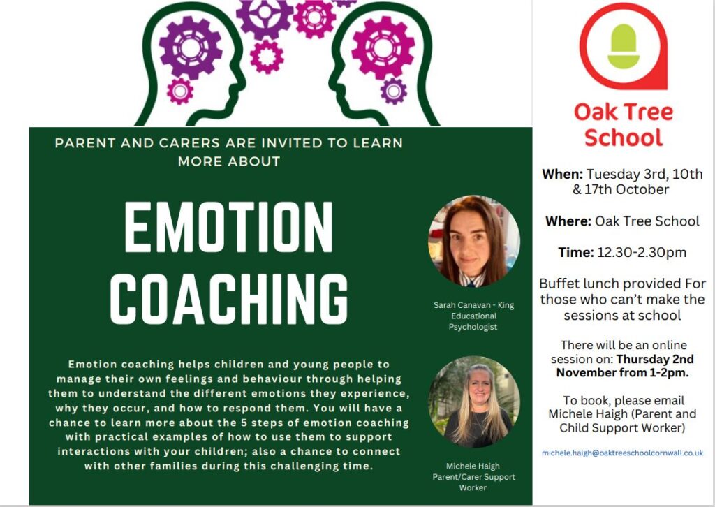 Emotion Coaching Workshop (Parent/Carers) - Oak Tree School